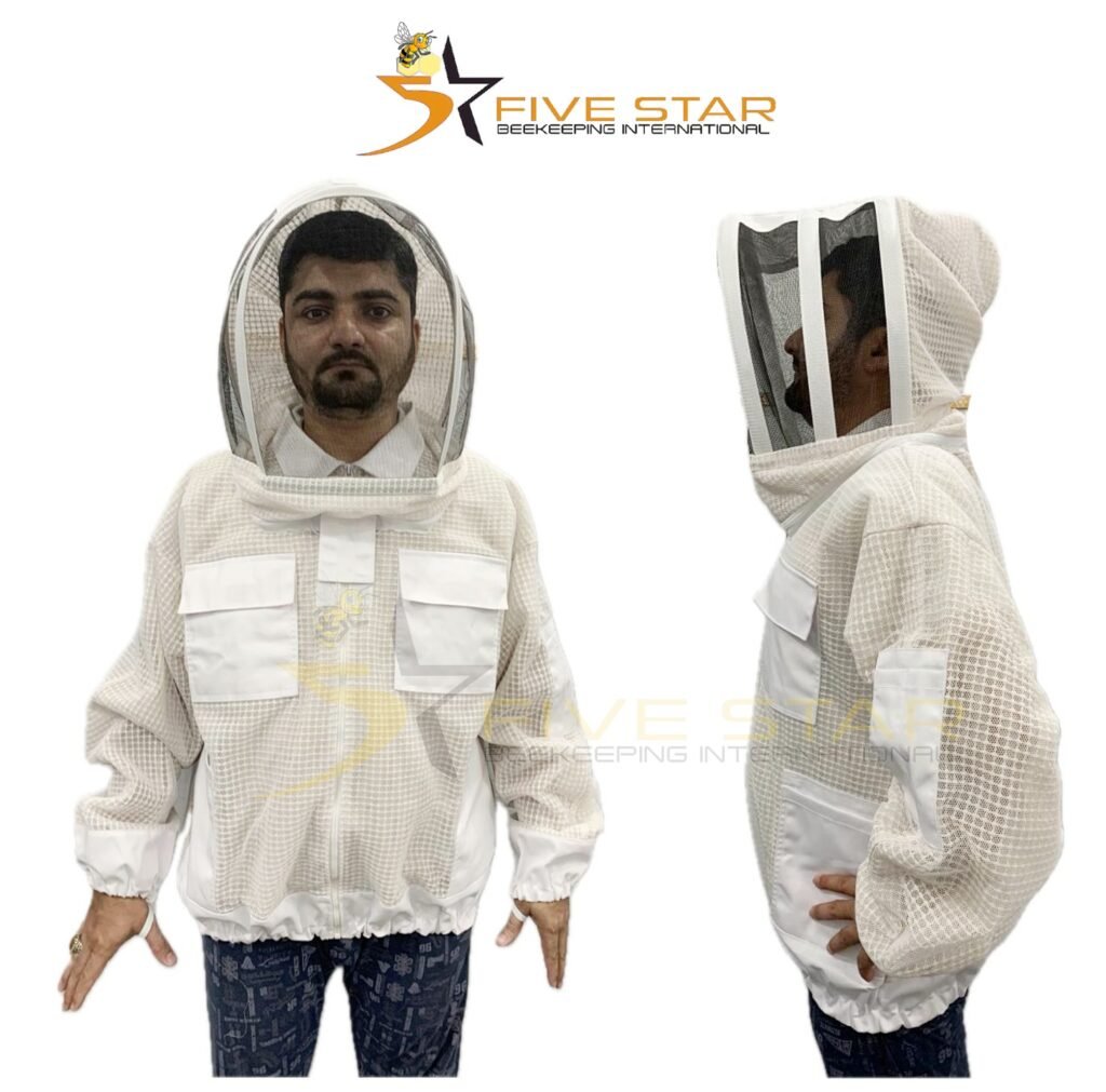 Beekeeping Three Layer Ventilated White Jacket with Fencing Veil ...